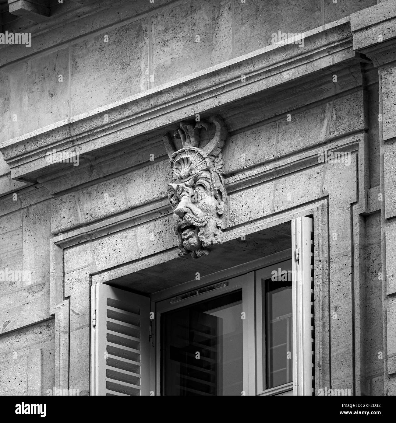 Sculpture bas-relief. Mystical monster. Window decoration of an old ...