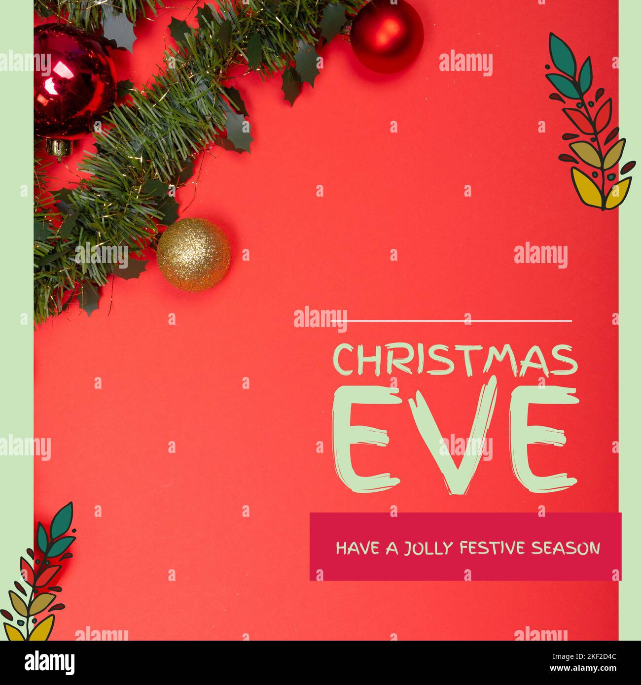 Composition of christmas eve text over christmas decoration Stock Photo ...