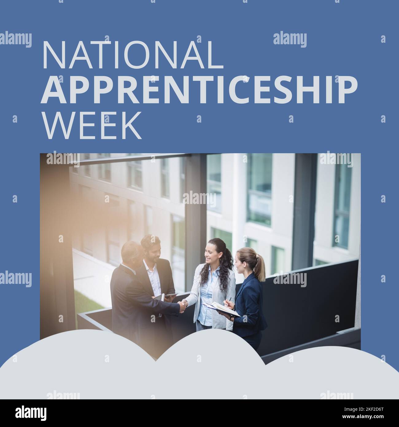 Composition of national apprenticeship week text and business people in ...