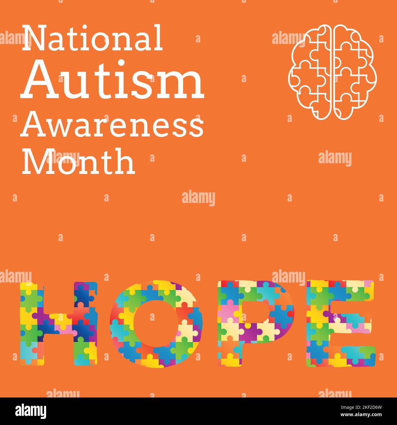 Composition of national autism awareness month text and hope text with ...