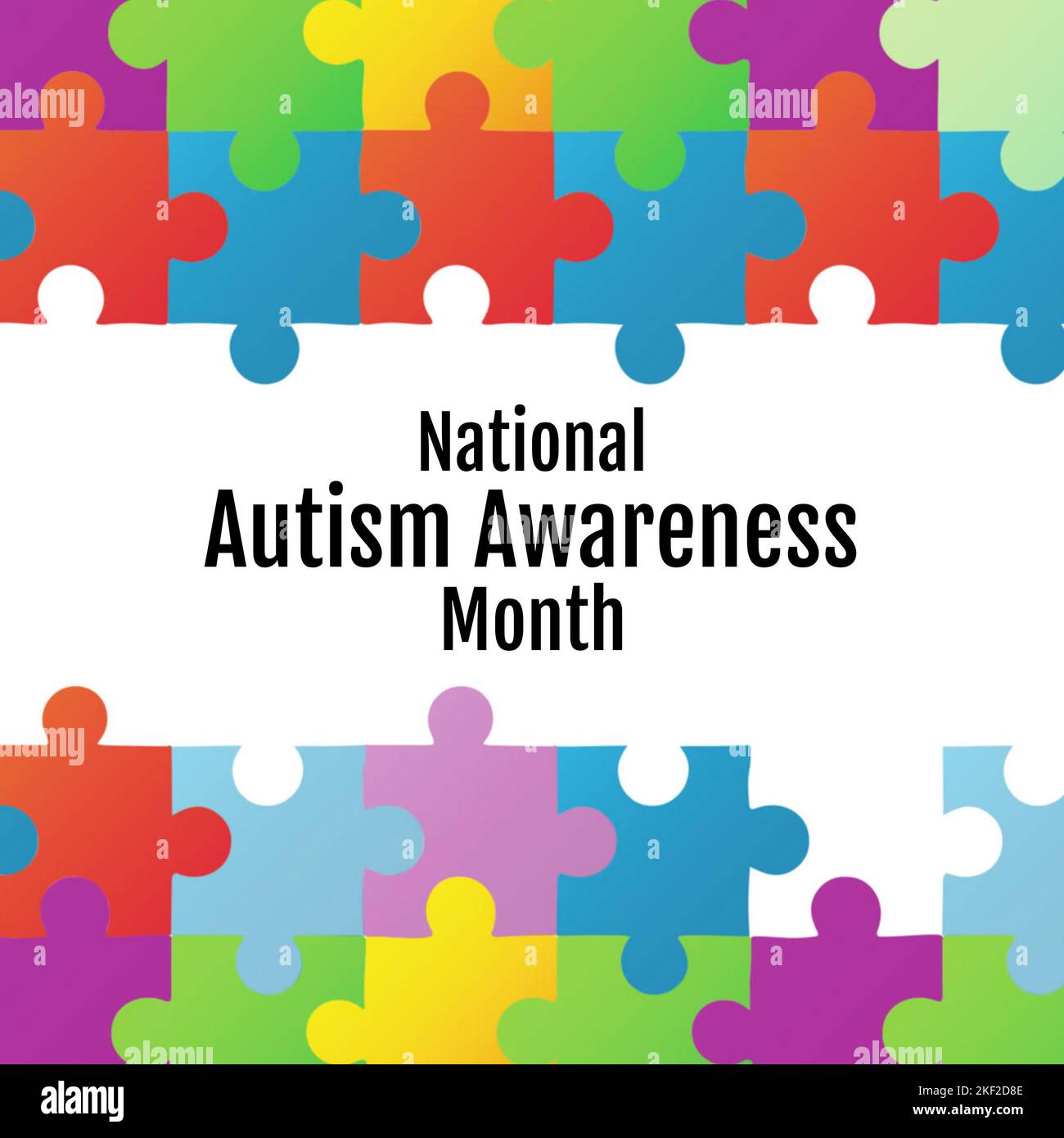 Composition of national autism awareness month text and multi colored ...
