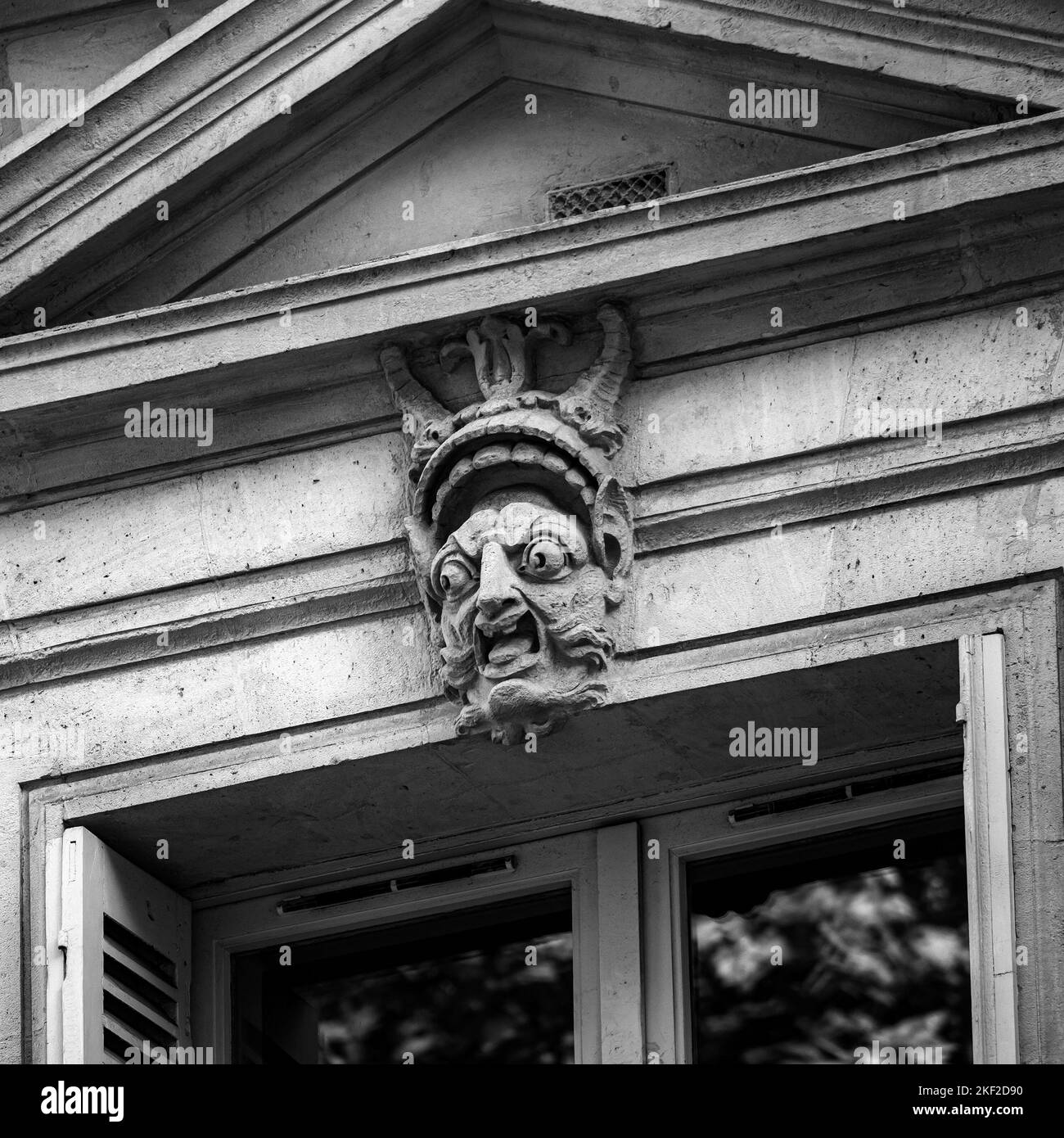 Sculpture bas-relief. Mystical monster. Window decoration of an old ...