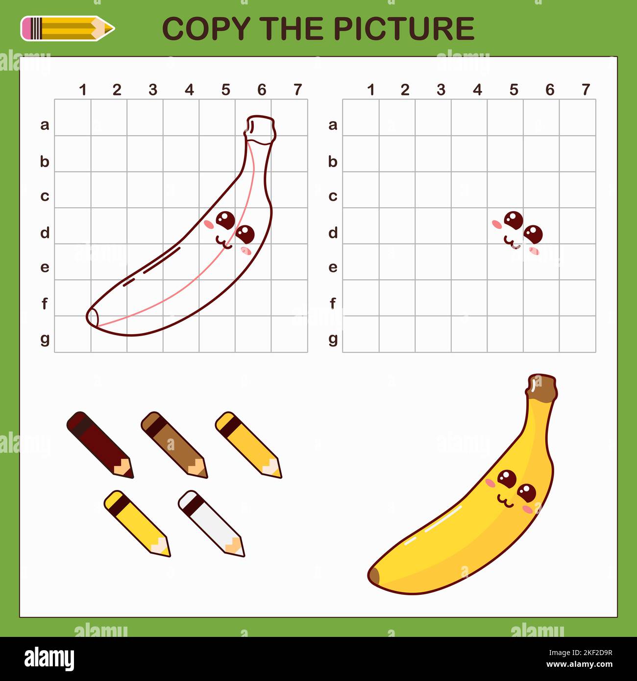 Copy drawing of Banana. Vector draw worksheet with cute banana Stock Vector Image & Art - Alamy