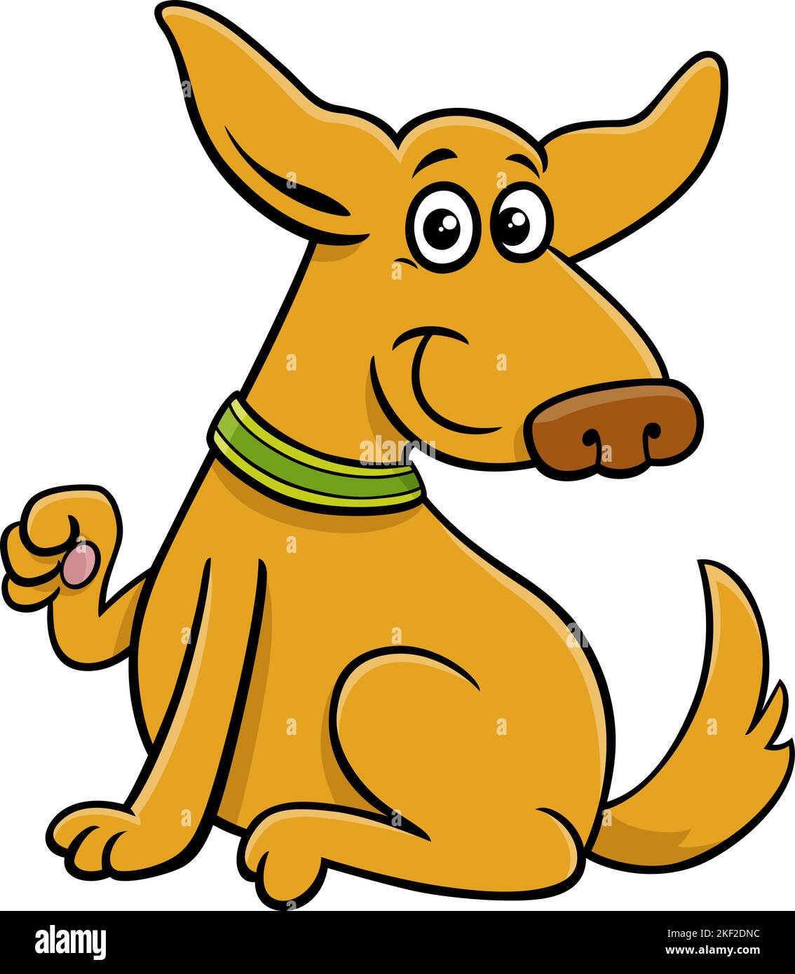 Cartoon illustration of funny dog comic animal character giving a paw ...