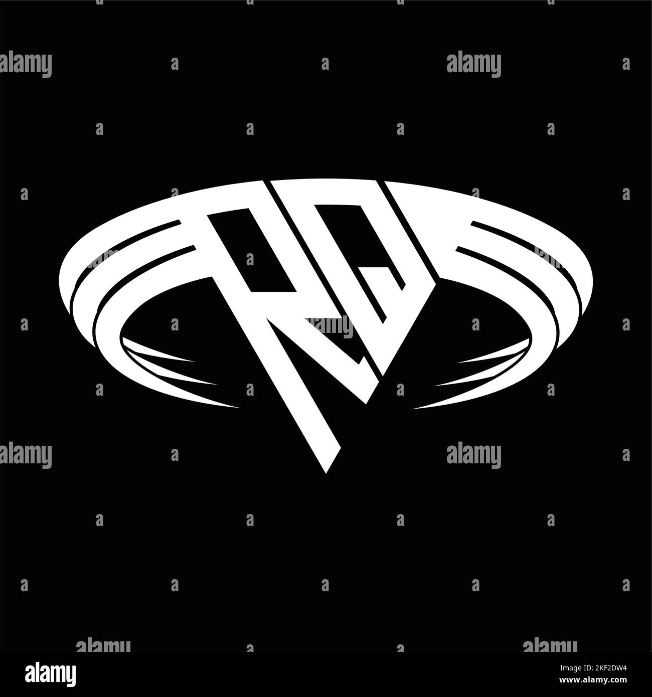 RQ Logo letter monogram with triangle slice shape design template Stock ...