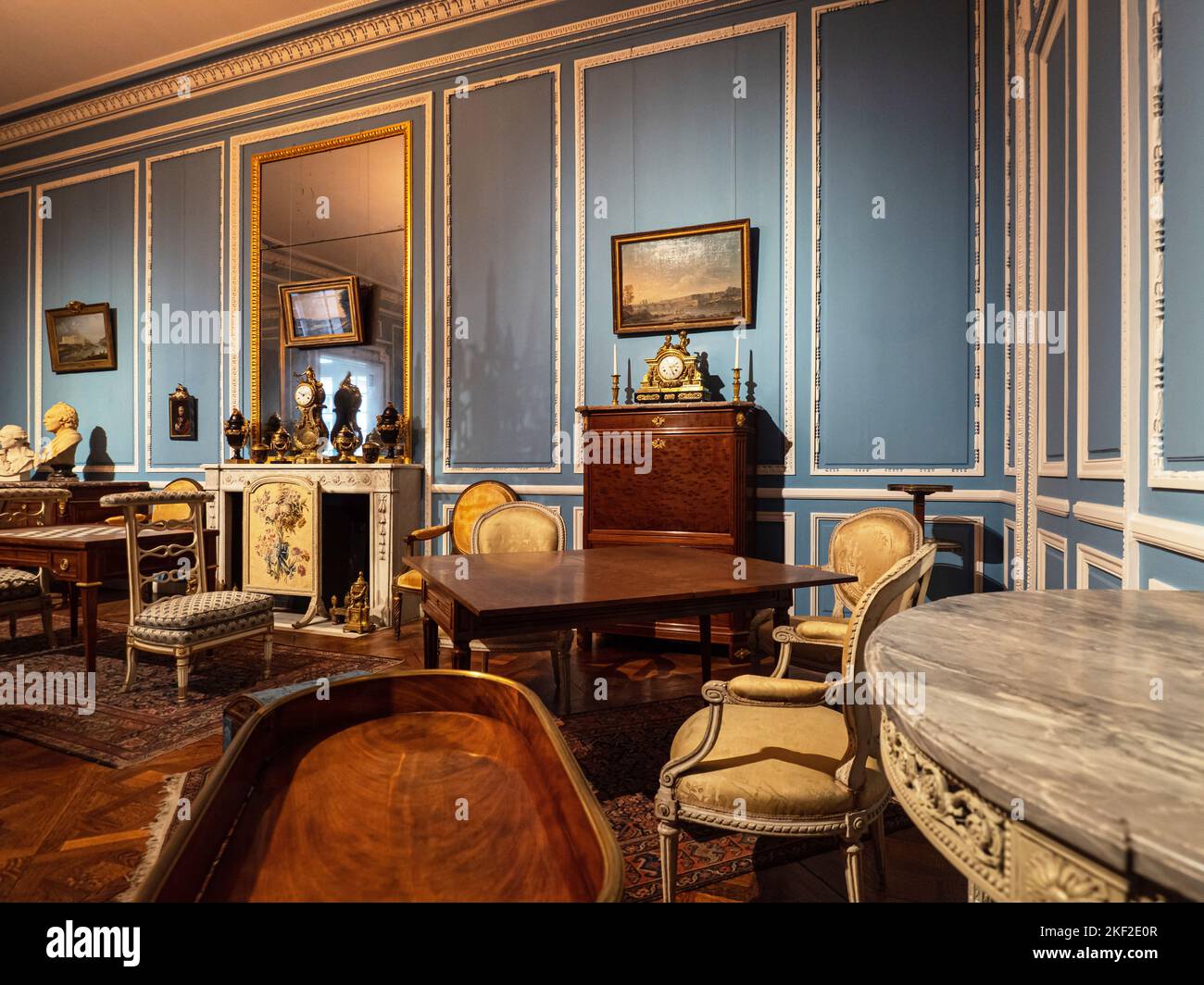 A chic rich royal interior, the decoration of the castle. Paris Stock ...