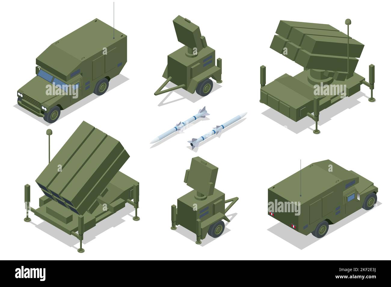 Isometric NASAMS Surface-to-air missile system. The system defends ...