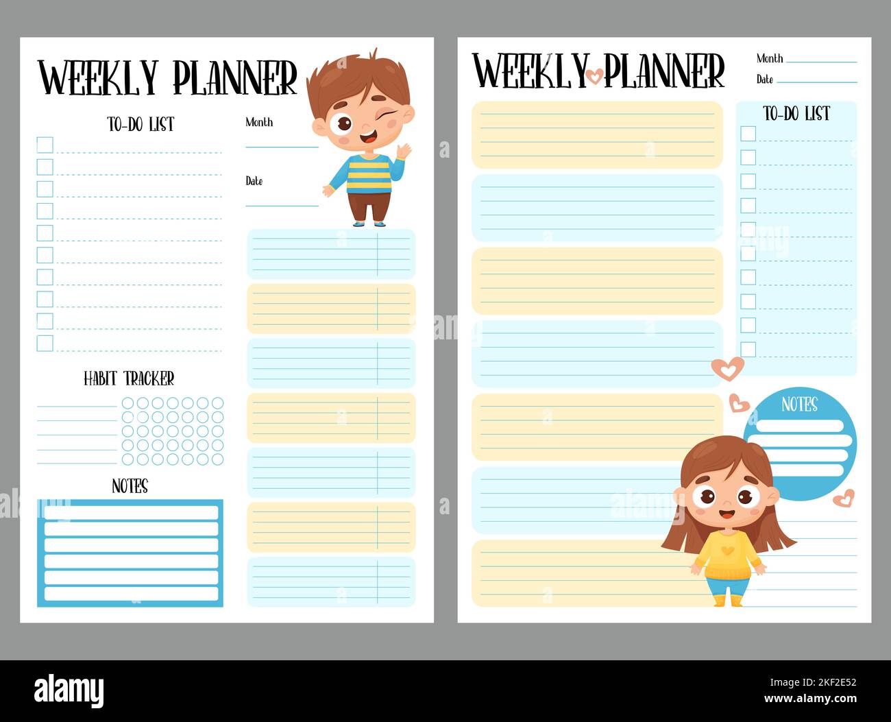 Childrens planner. Weekly organizer, to-do list, notes and habit ...