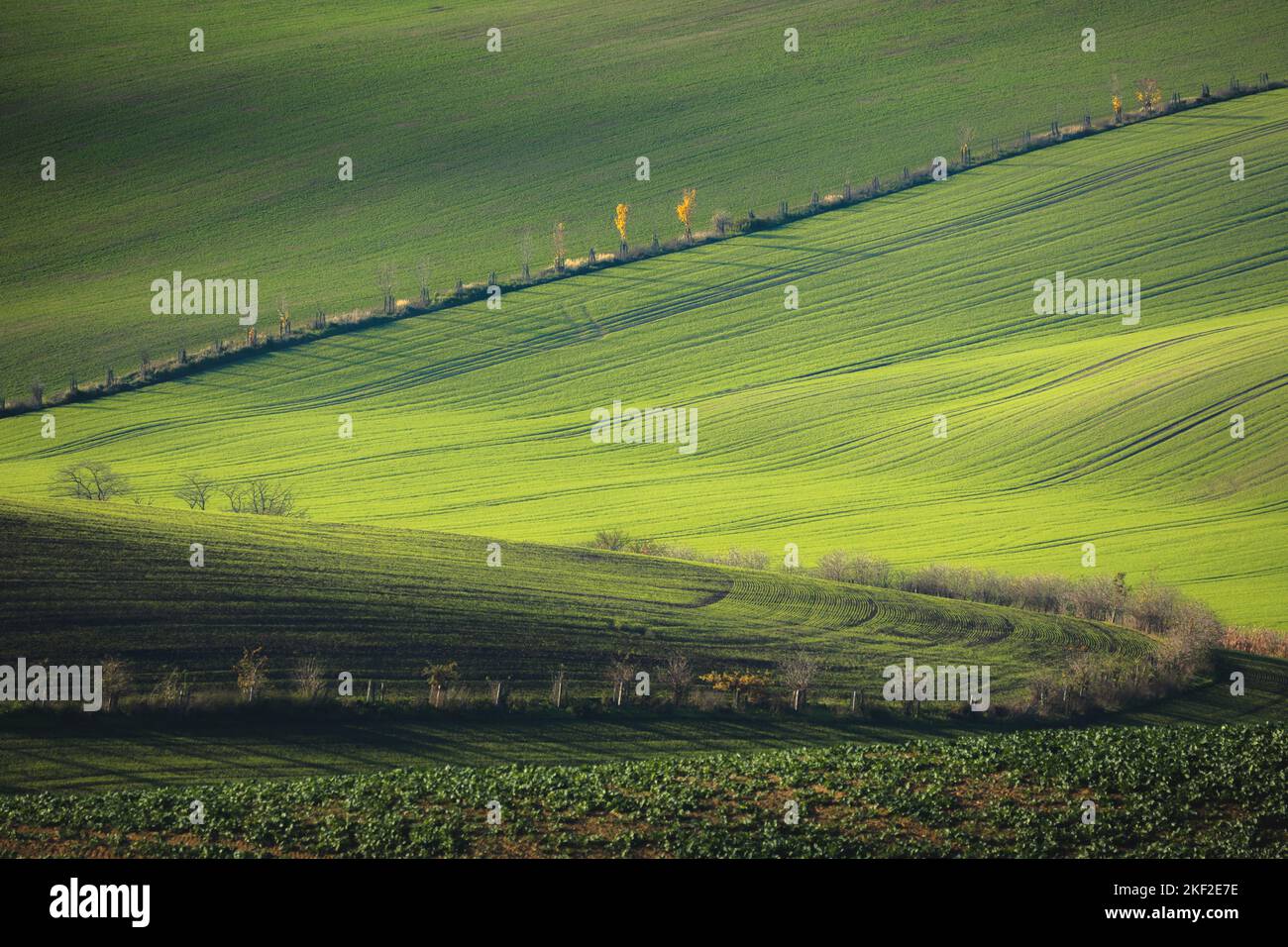 Layers and patterns in the agricultural cropland in the rolling hills ...