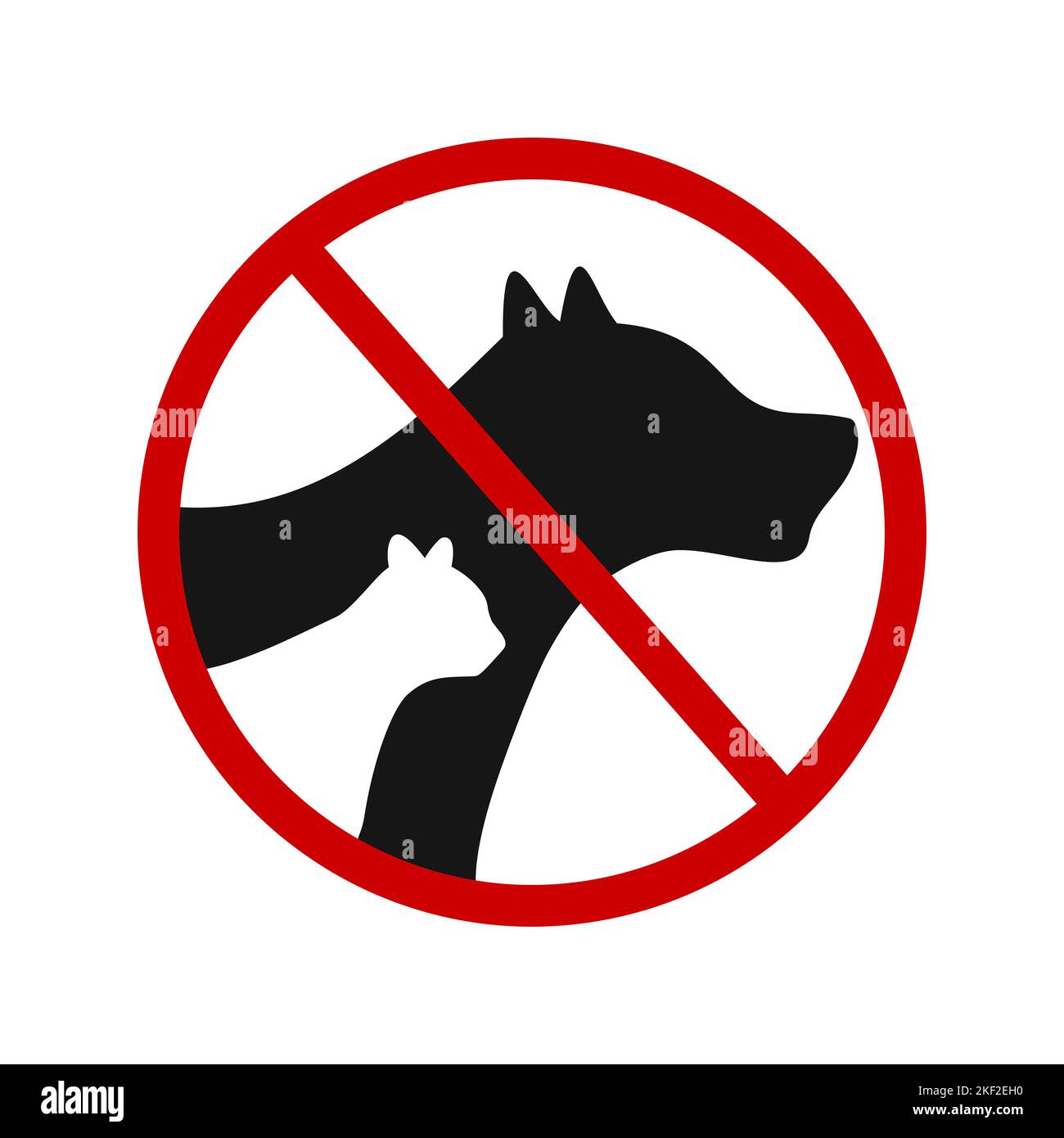 No pets allowed icon. Dogs or cats prohibited symbol. Animals ban zone ...