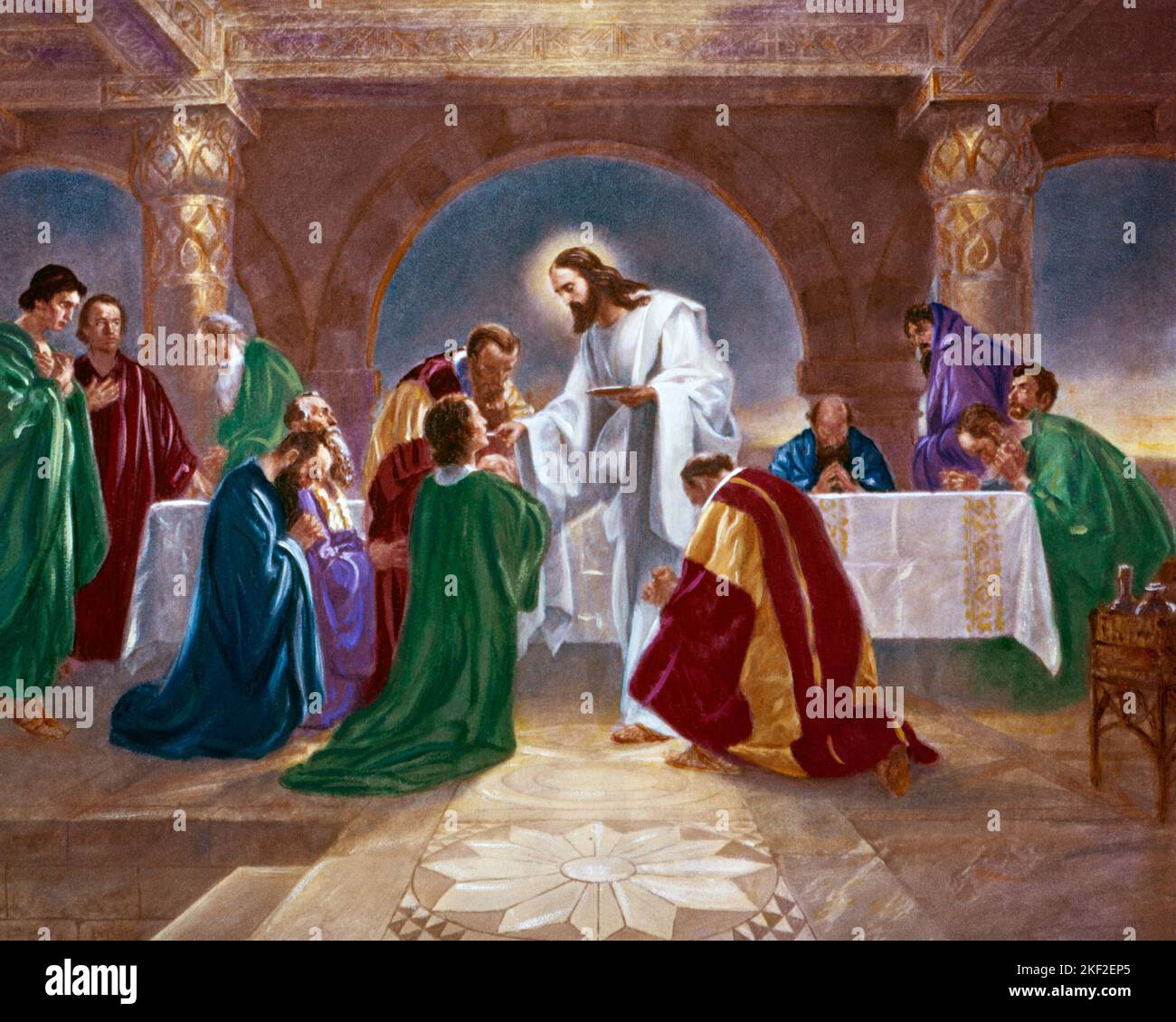 33AD JESUS CHRIST ANOINTING HIS DISCIPLES AT THE LAST SUPPER BY GERMAN ARTIST GEBHARD FUGEL ...