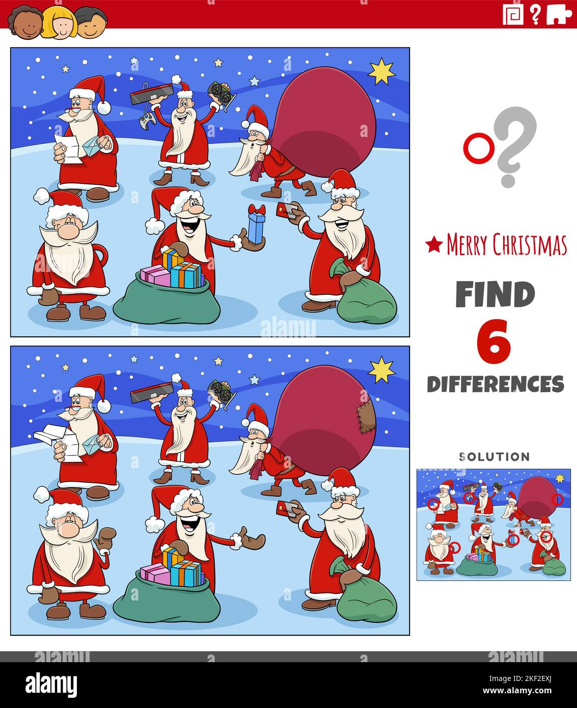 Cartoon illustration of finding differences between pictures ...