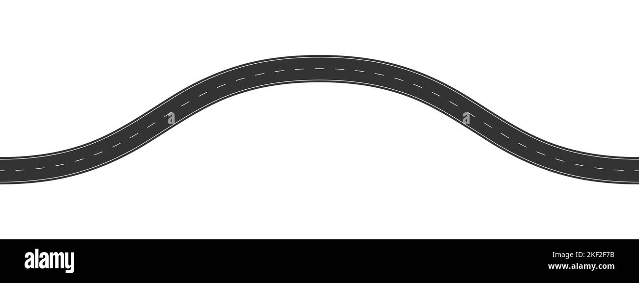 Winding asphalt roadway with marking. Top aerial view. Seamless highway ...