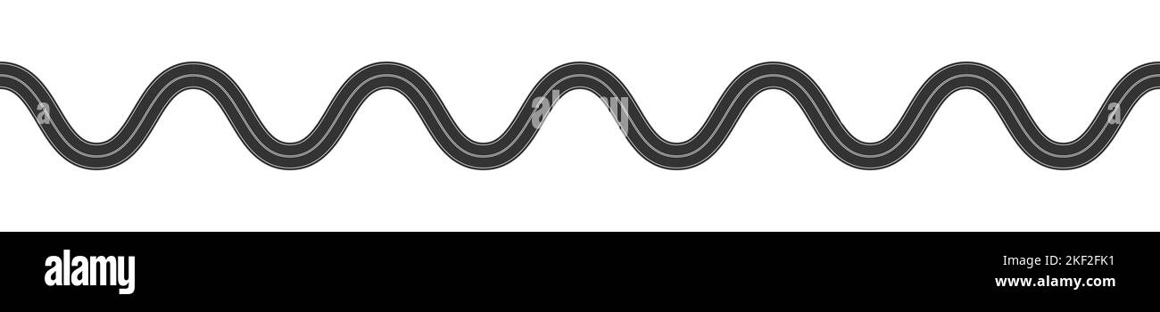 Horizontal waving road with marking. Top view. Seamless template of ...