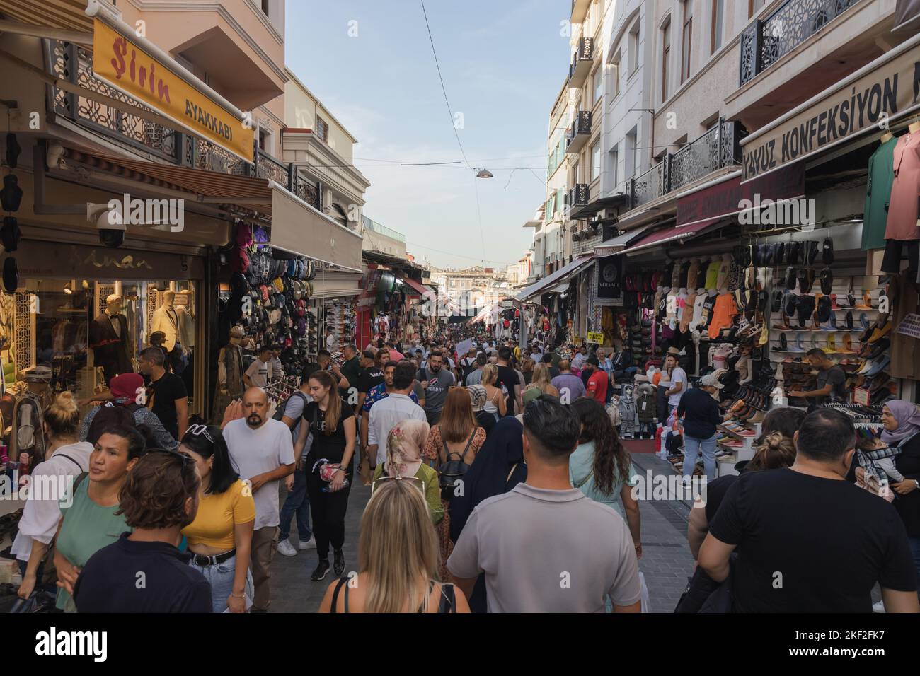 Istanbul, Turkey - October 1 2022: Crowded, bustling streets of old ...