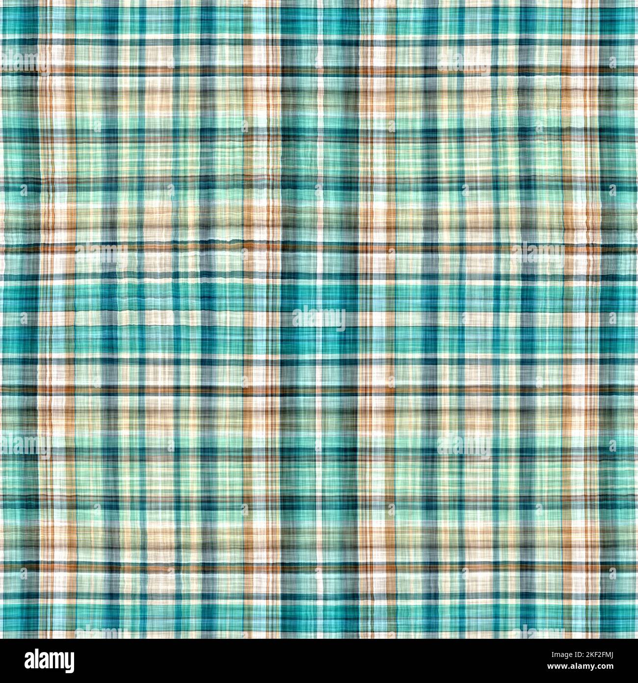 Teal rustic coastal beach house check fabric tile. Seamless sailor ...