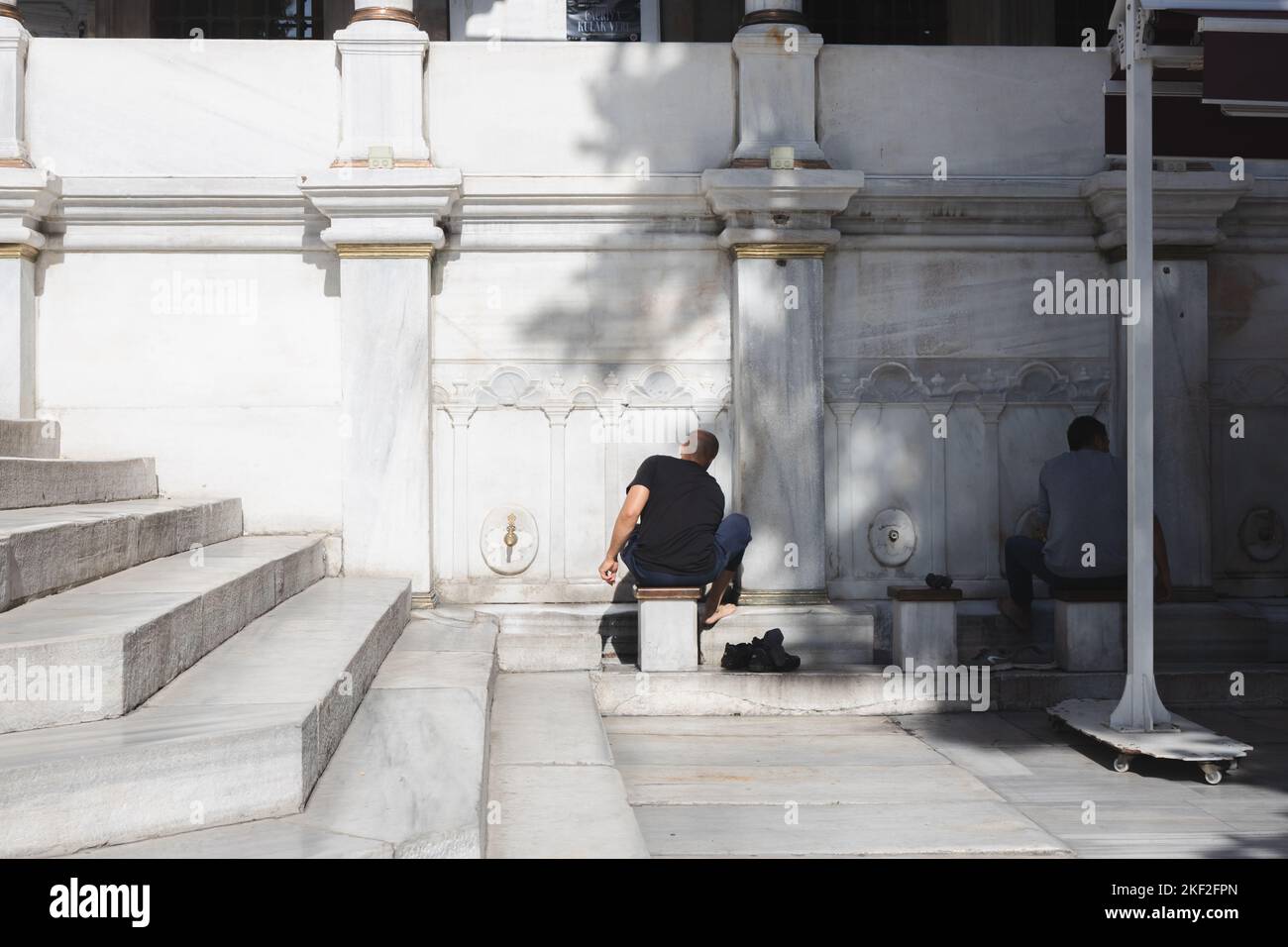 Istanbul, Turkey - October 1 2022: Devout Muslim worshippers washing ...