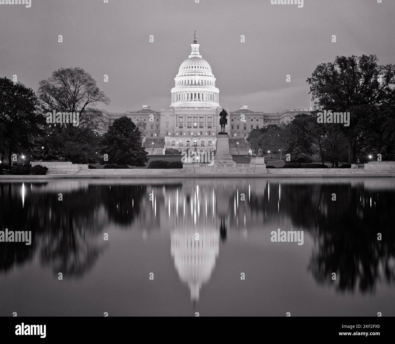 1970s CAPITOL BUILDING AT NIGHT REFLECTED IN CAPITOL REFLECTING POOL ...