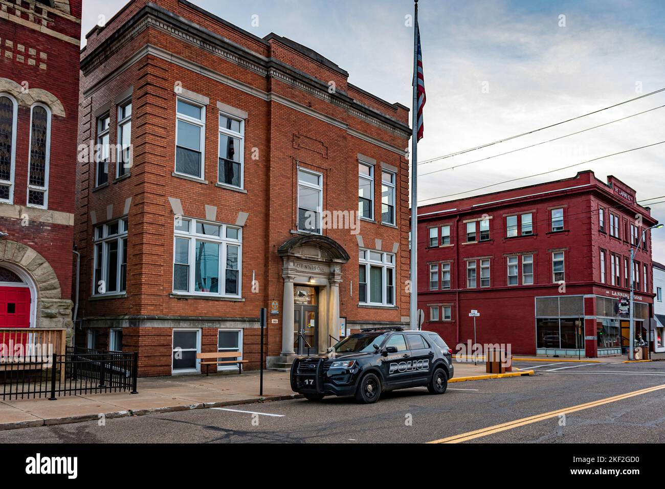 Dennison, Ohio, USA- Oct. 24, 2022: Police car parked in front of the ...