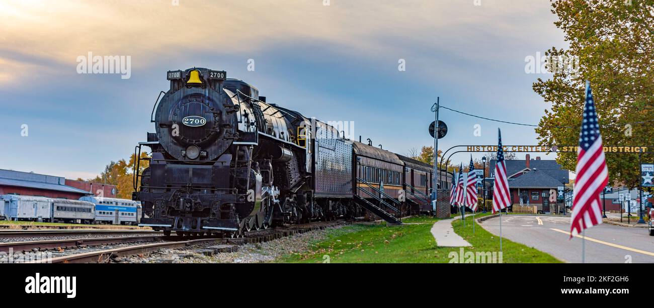 Dennison, Ohio, USA- Oct. 24, 2022: Web banner of a period locomotive ...
