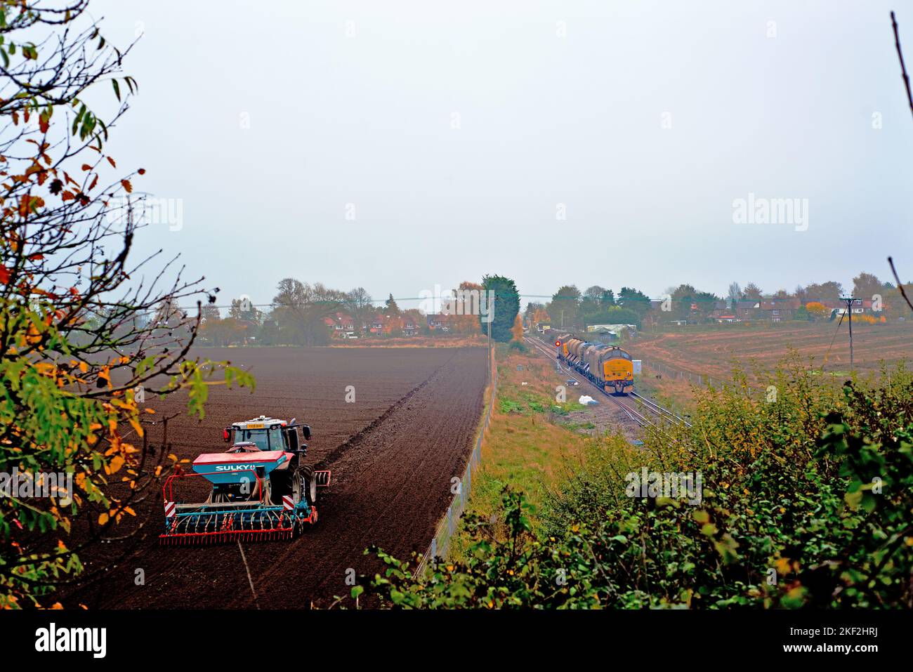 Farm Tractor and Rail Head Treatment Train at Poppleton, North ...