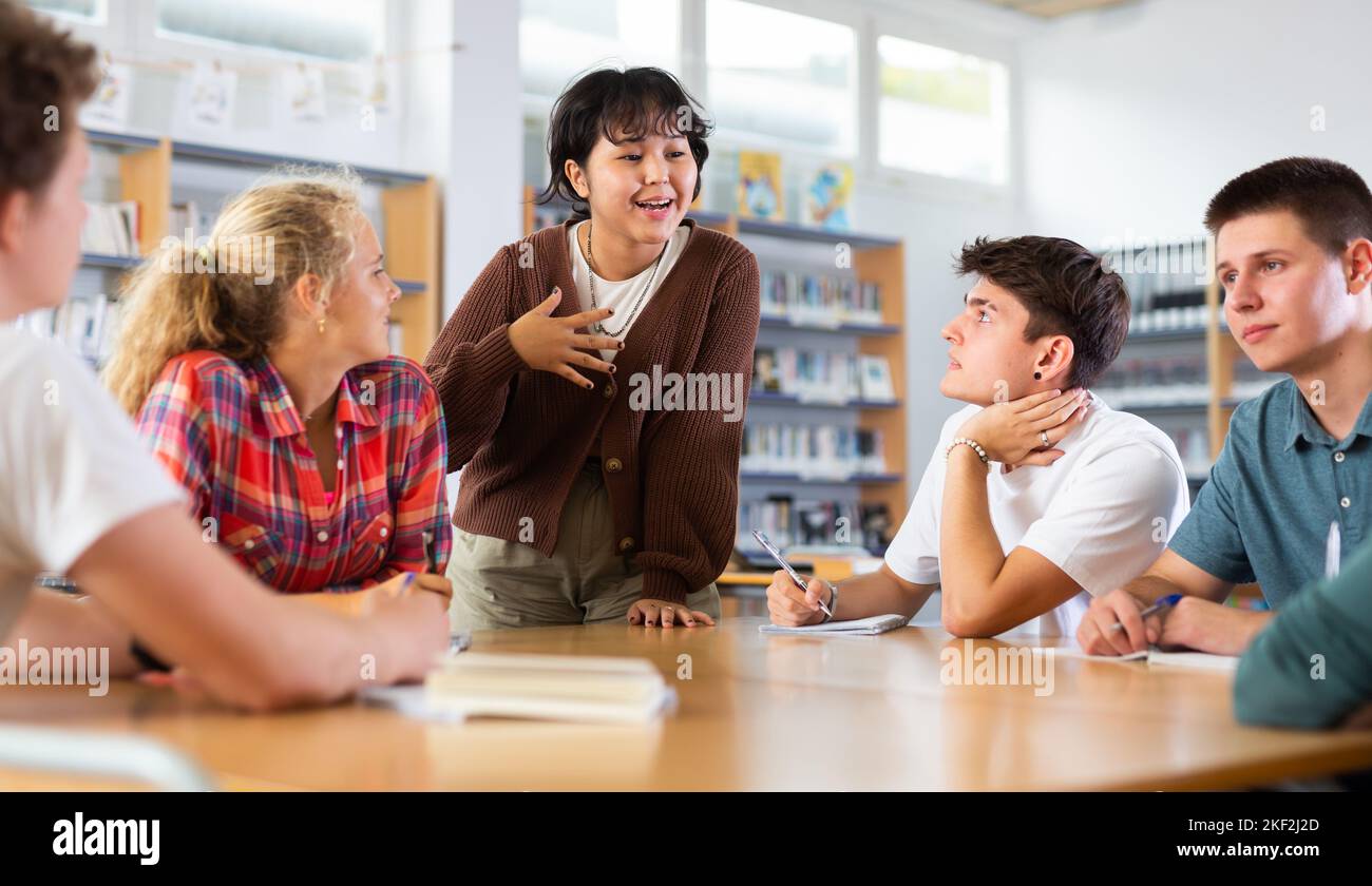 School children chatting spain hi-res stock photography and images - Alamy