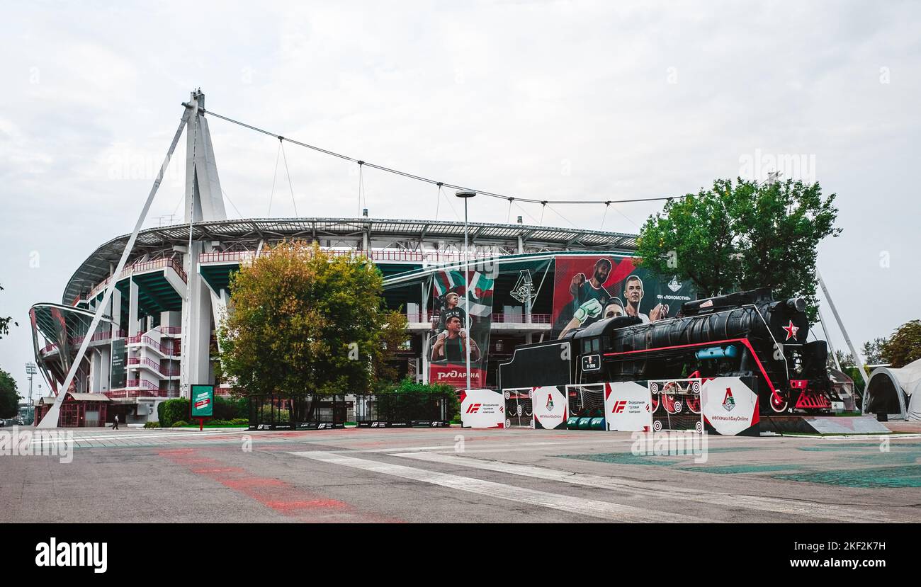 August 30, 2021, Moscow, Russia. Football stadium "Locomotive" (RZD ...