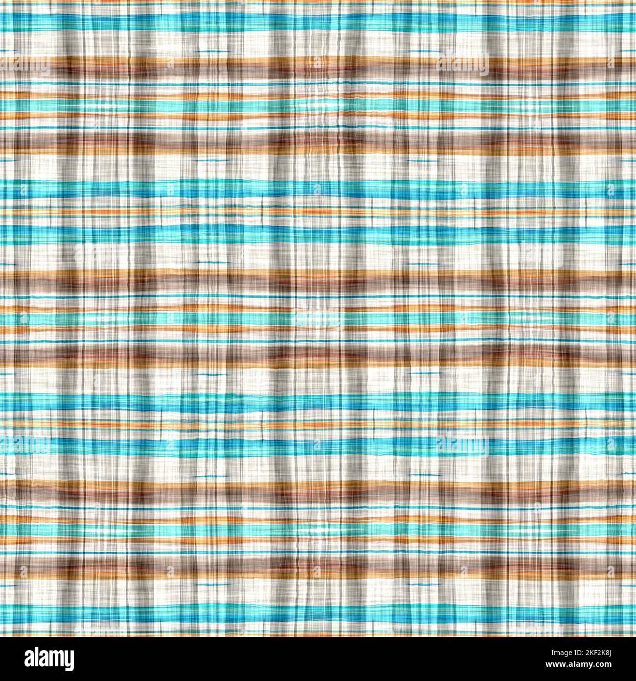 Teal rustic coastal beach house check fabric tile. Seamless sailor ...
