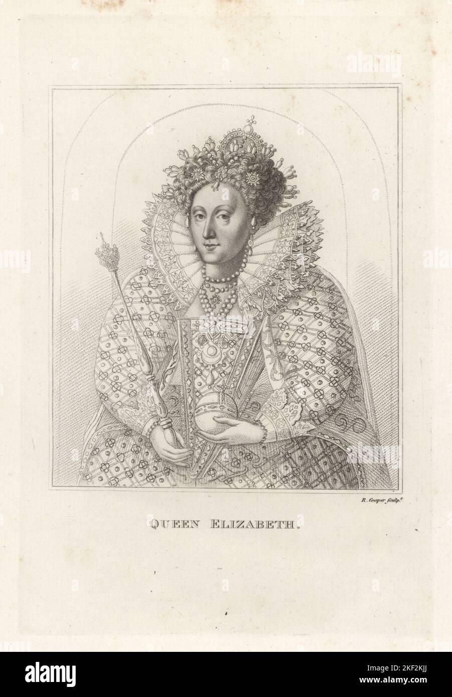 Queen Elizabeth I of England, 1533-1803. In crown with orb and sceptre ...