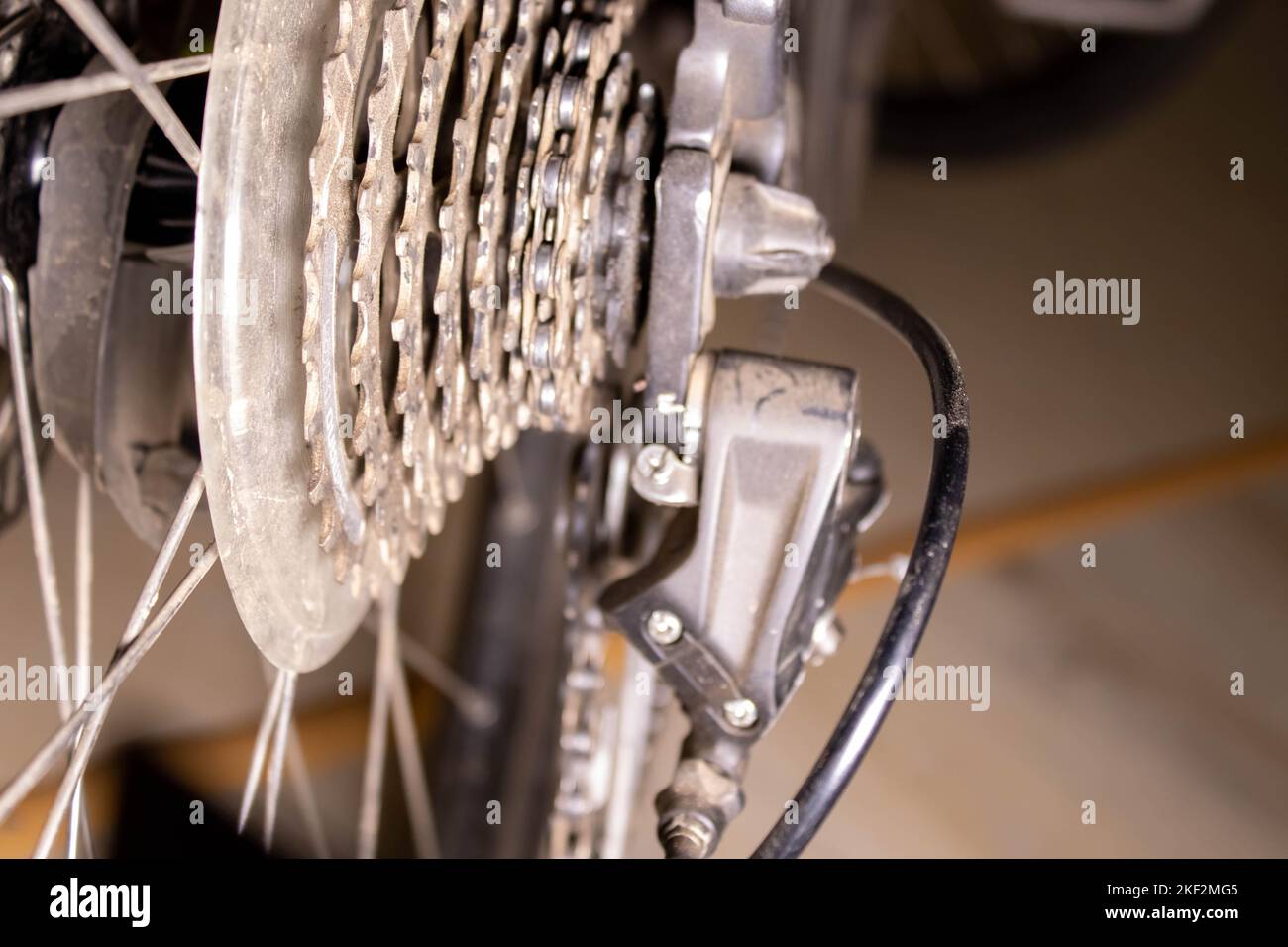 close-up Bicycle wheel and Bicycle plate on Marble floor Stock Photo ...