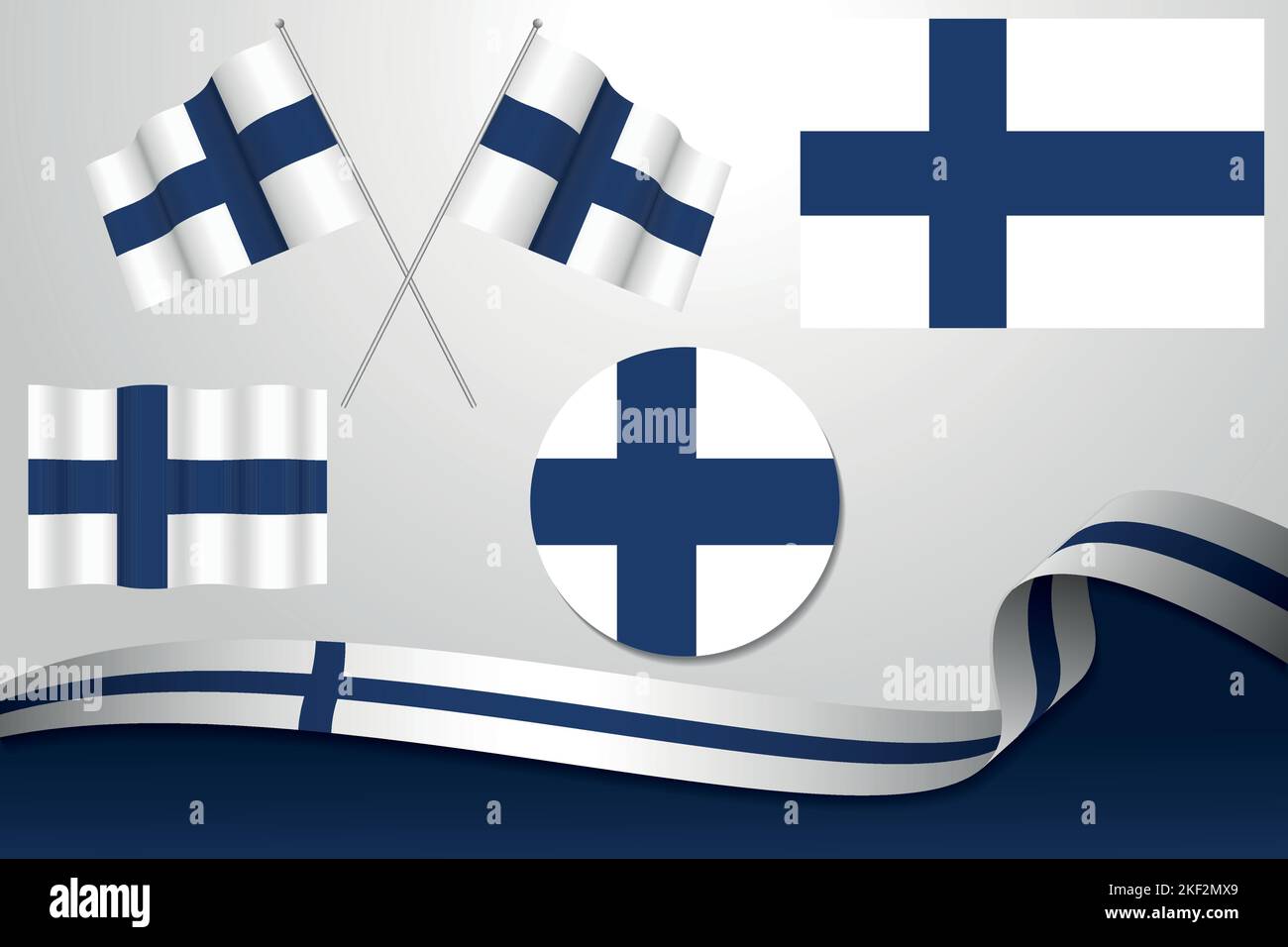 A Set Of Finland Flags In Different Designs Stock Vector Image & Art ...