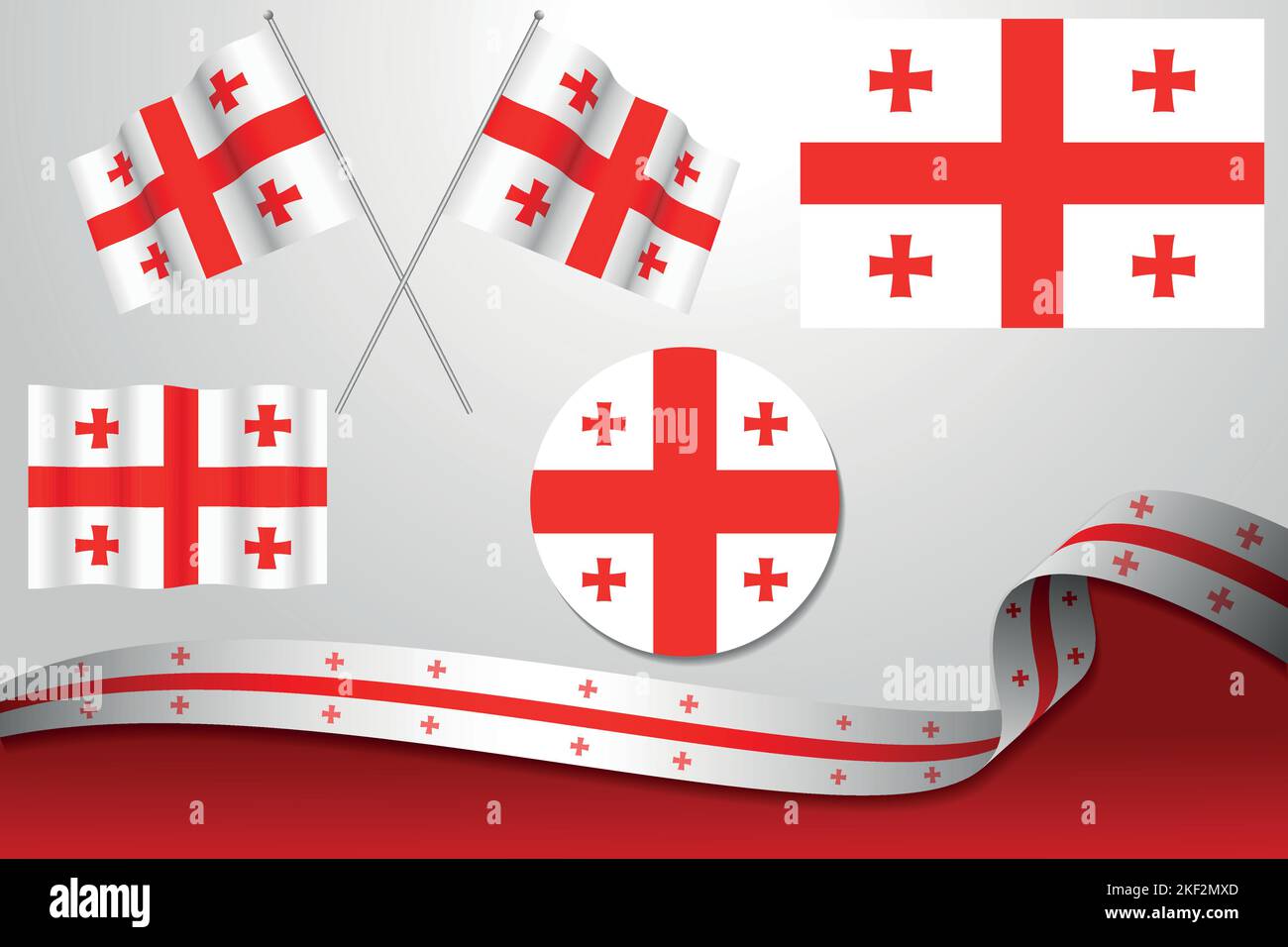 A Set Of Georgia Flags In Different Designs Stock Vector Image & Art ...