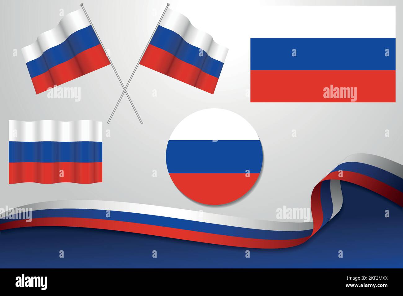 A Set Of Russia Flags In Different Designs Stock Vector Image & Art - Alamy