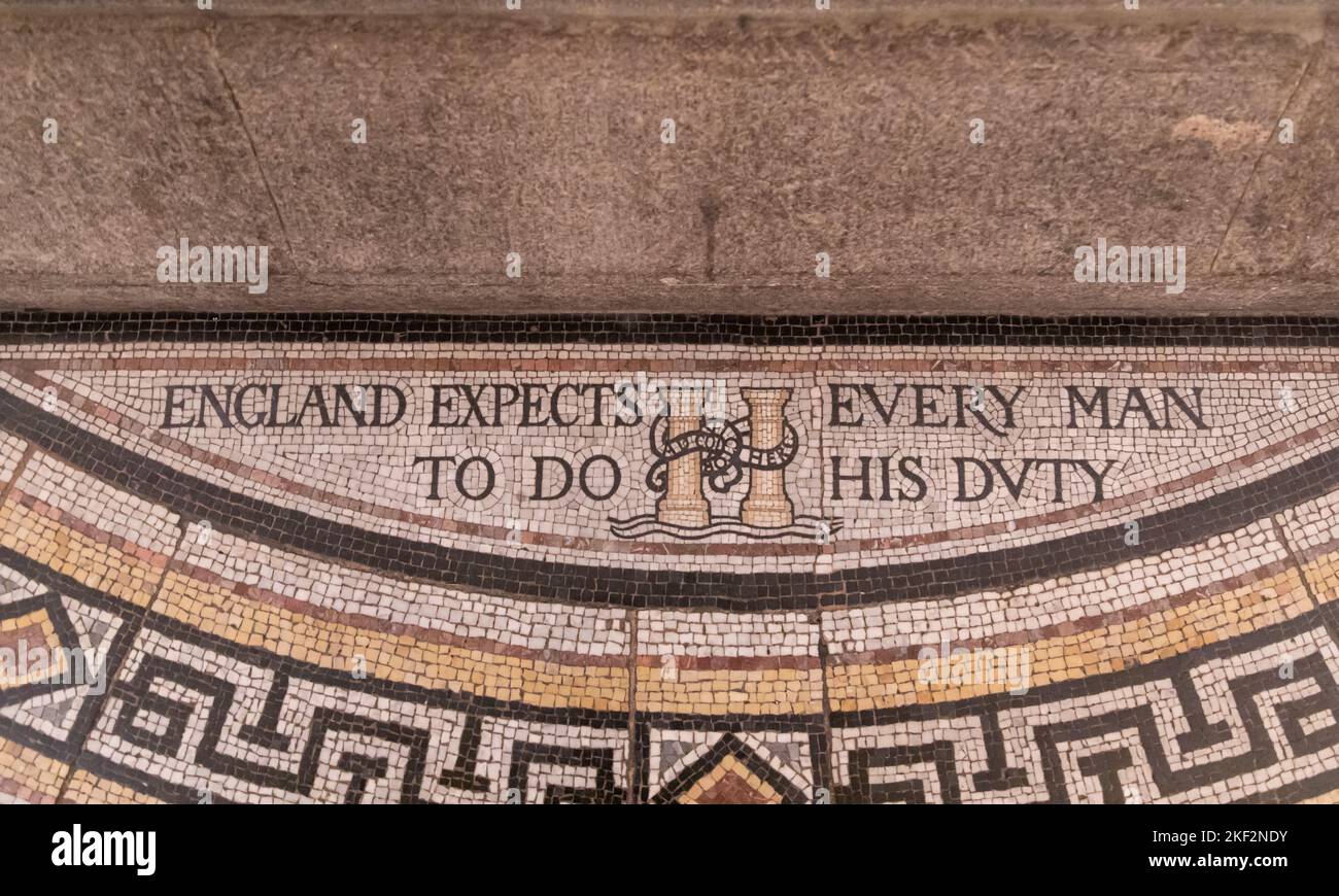 A famous quote by the grave of Horatio Nelson in the crypt of St Paul's Cathedral Stock Photo ...