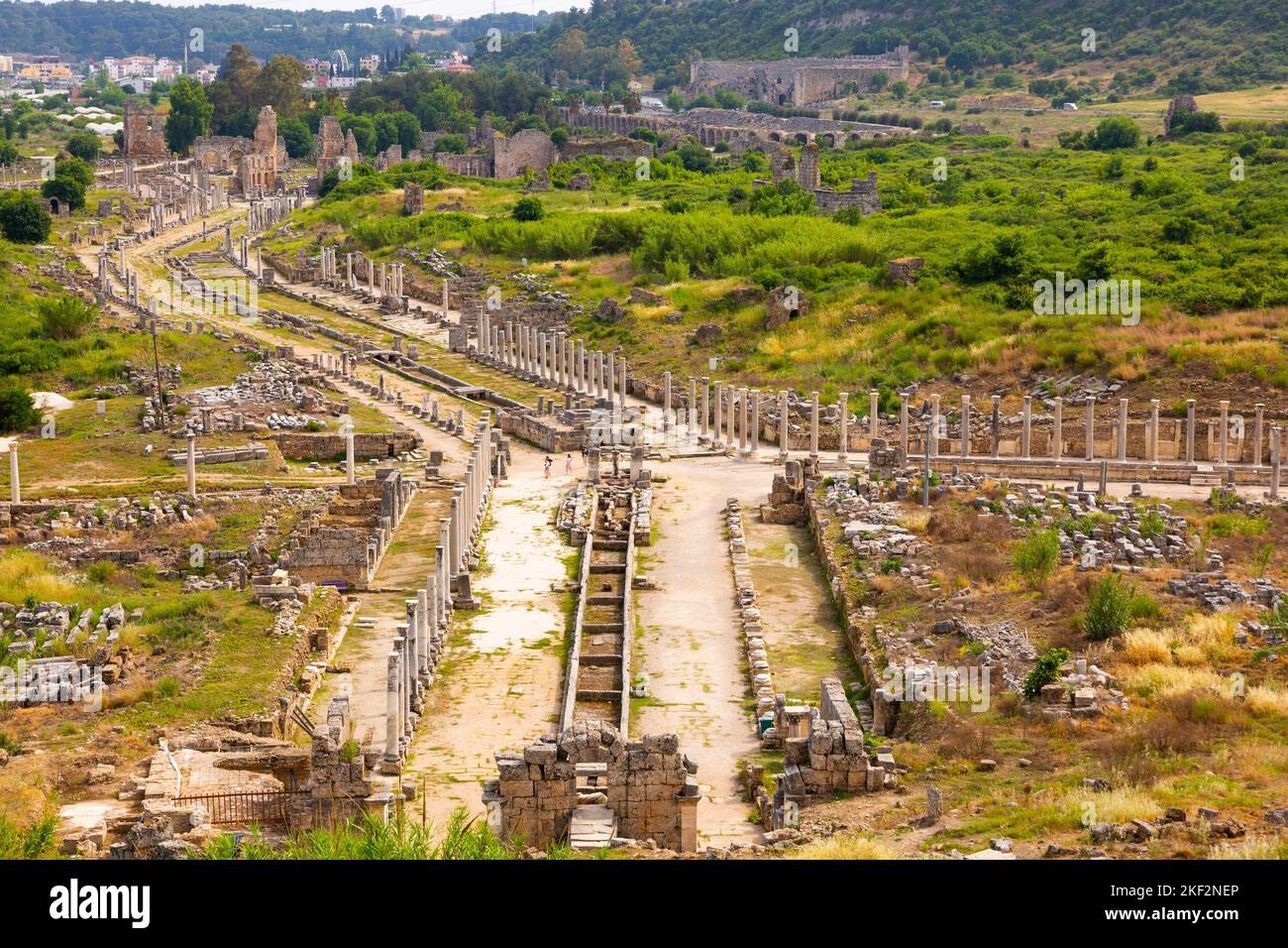 Streets of the ancient city of Perge with marble columns Stock Photo ...