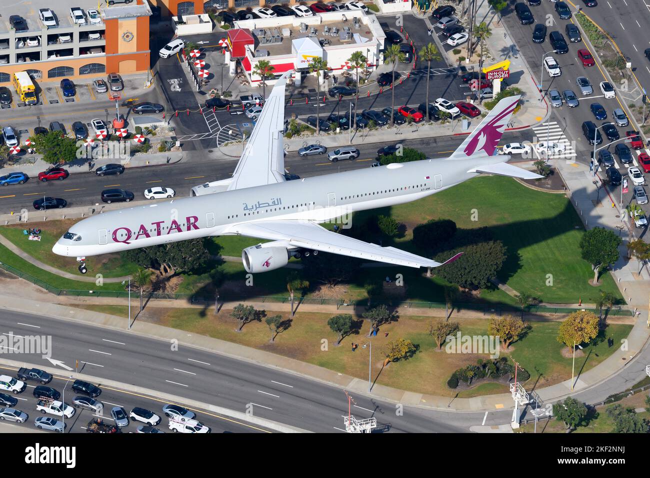 Qatar Airways Airbus A350 aircraft flying. Plane A350-1000 model of ...