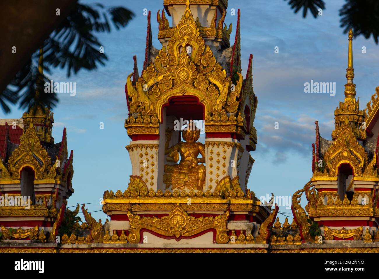 Thailand temple detail view showing an ancient traditional monument ...