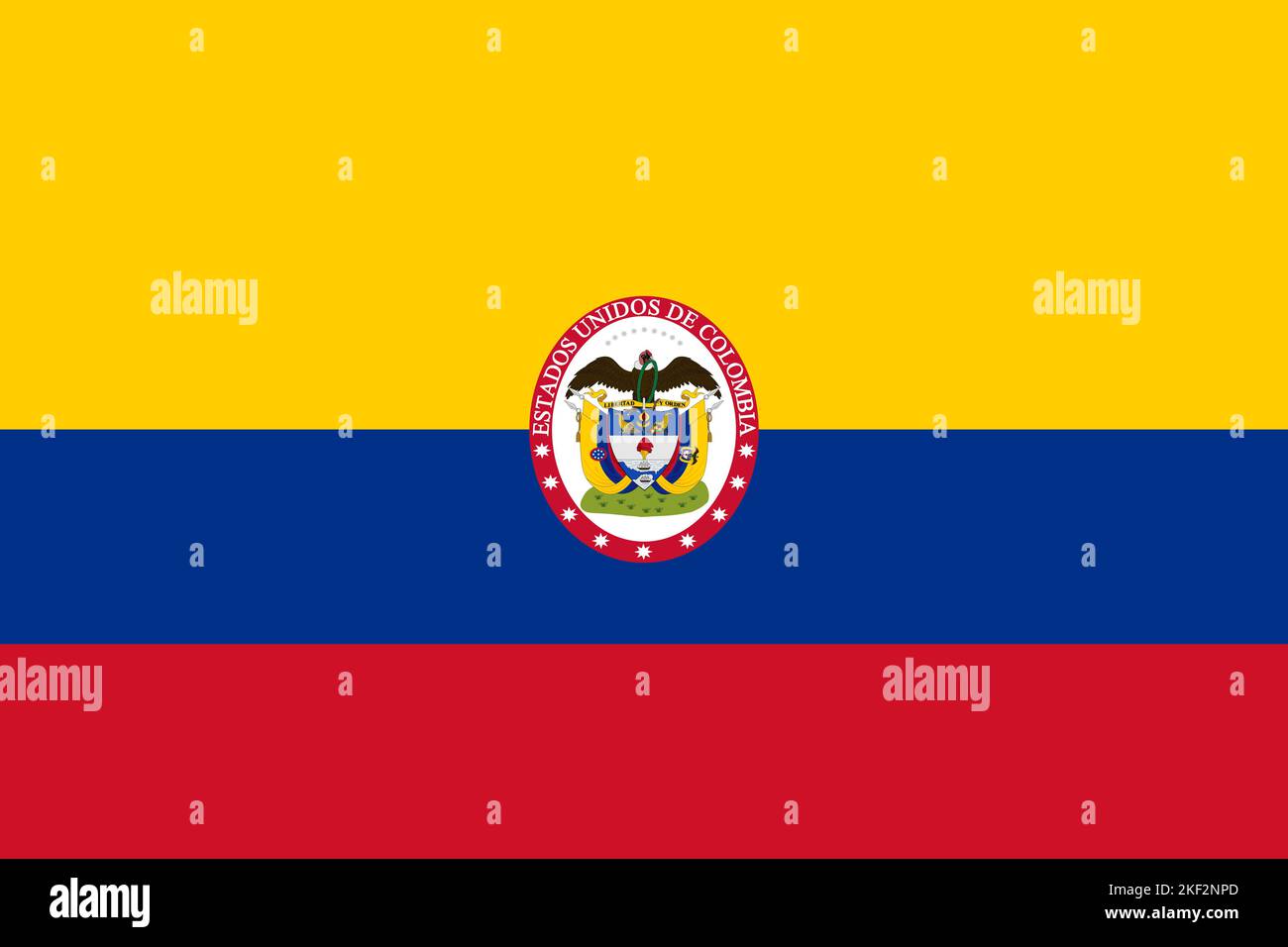 Top view of flag Naval ensign of United States Colombia. Colombian ...