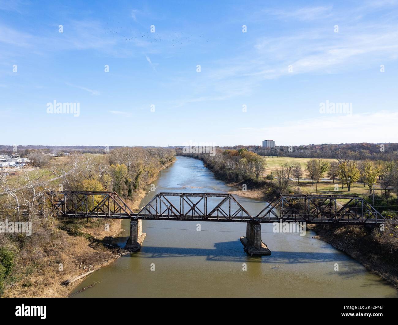Aerial view of Meramec river and railroad bridge Stock Photo - Alamy