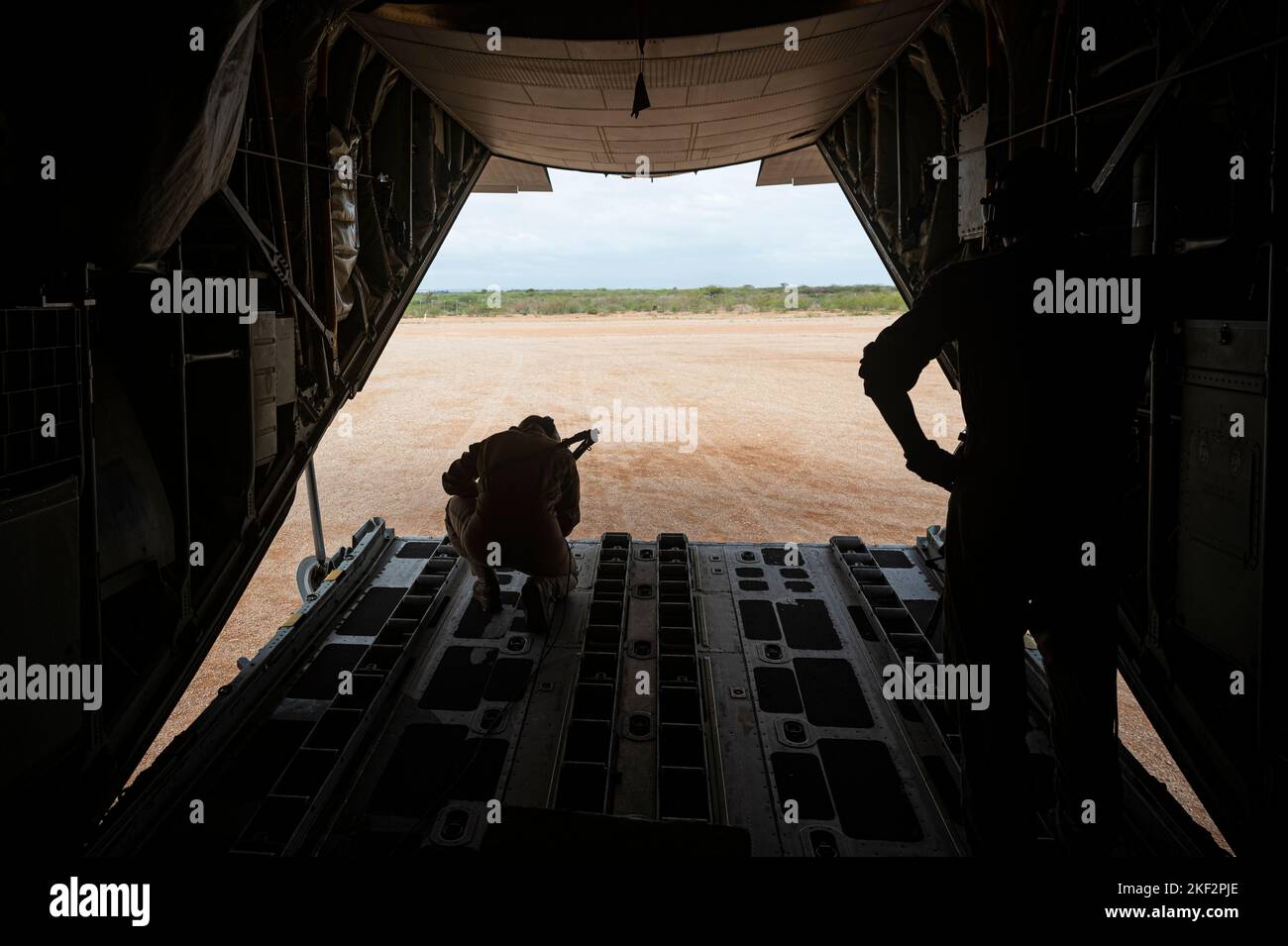U.S. Marine Corps KC-130J crew chiefs assigned to the Marine Aerial ...