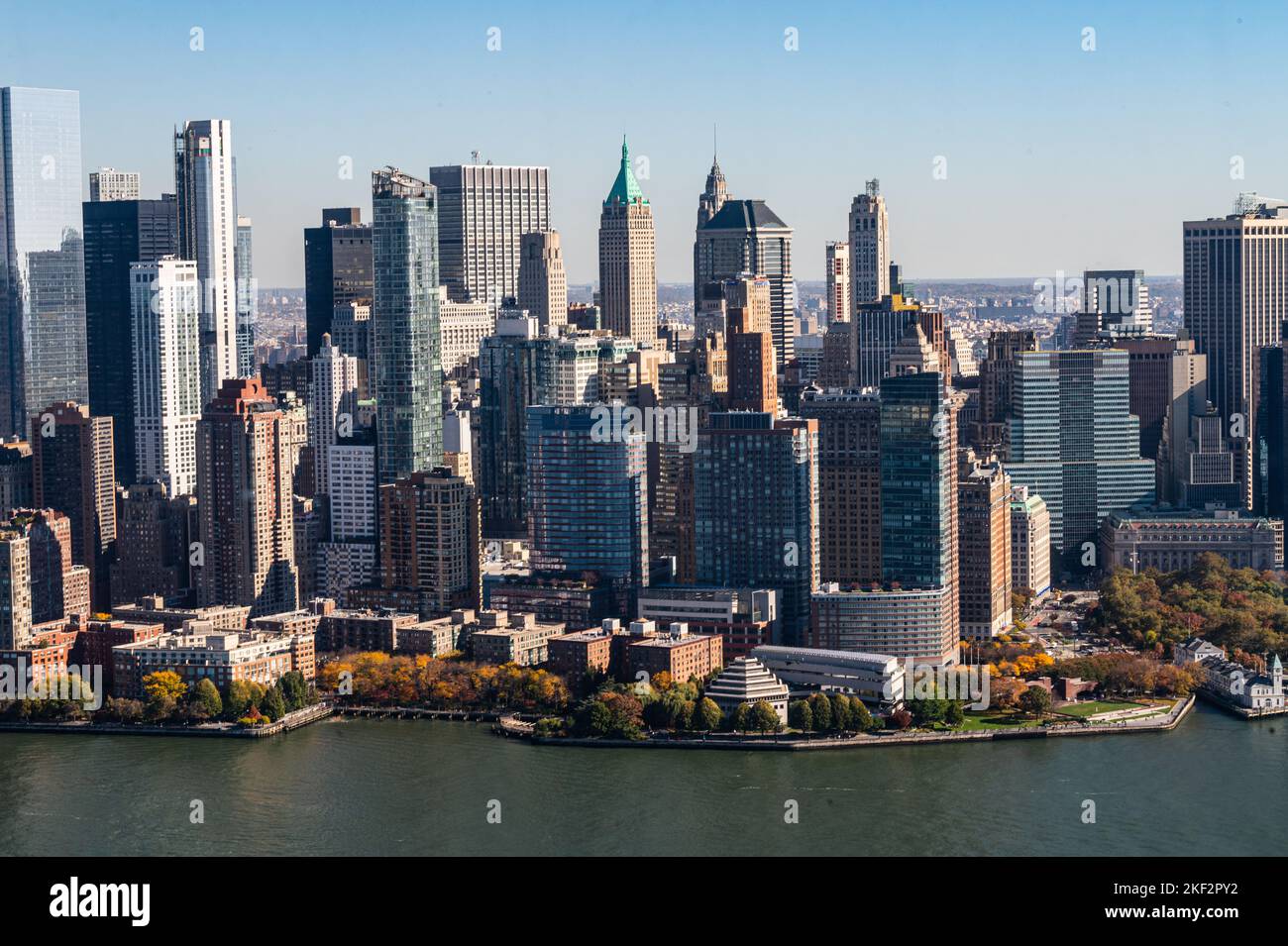 A shot of New York City aboard a UH-60M Blackhawk assigned to Joint ...