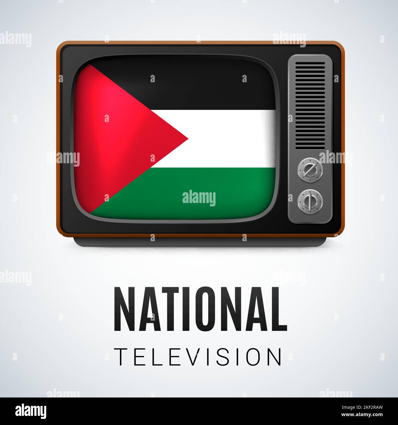 Vintage TV and Flag of Palestine as Symbol National Television. Button ...