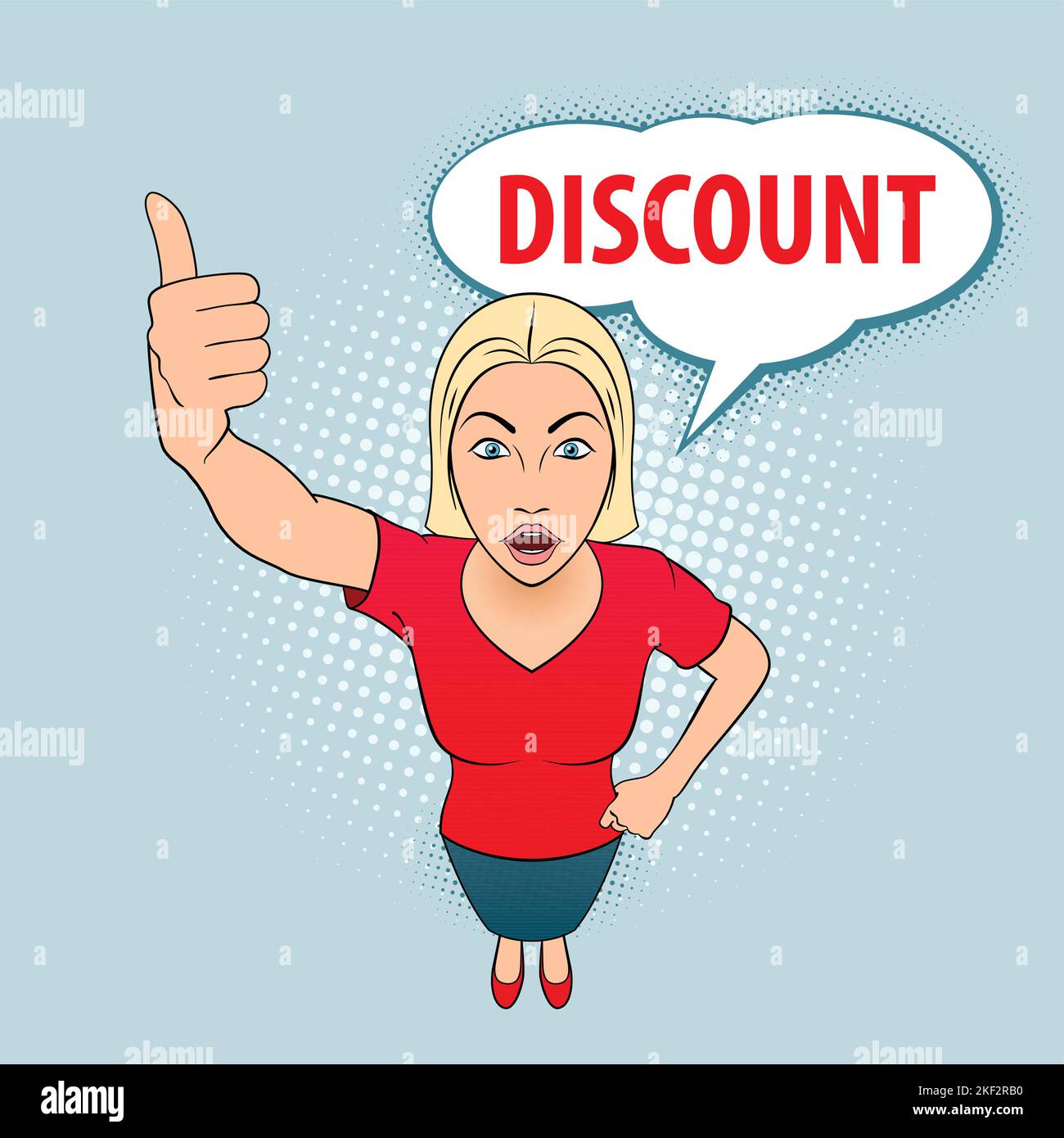Illustration of Woman in Red Blouse Giving a Thumbs Up. Discount Stock ...