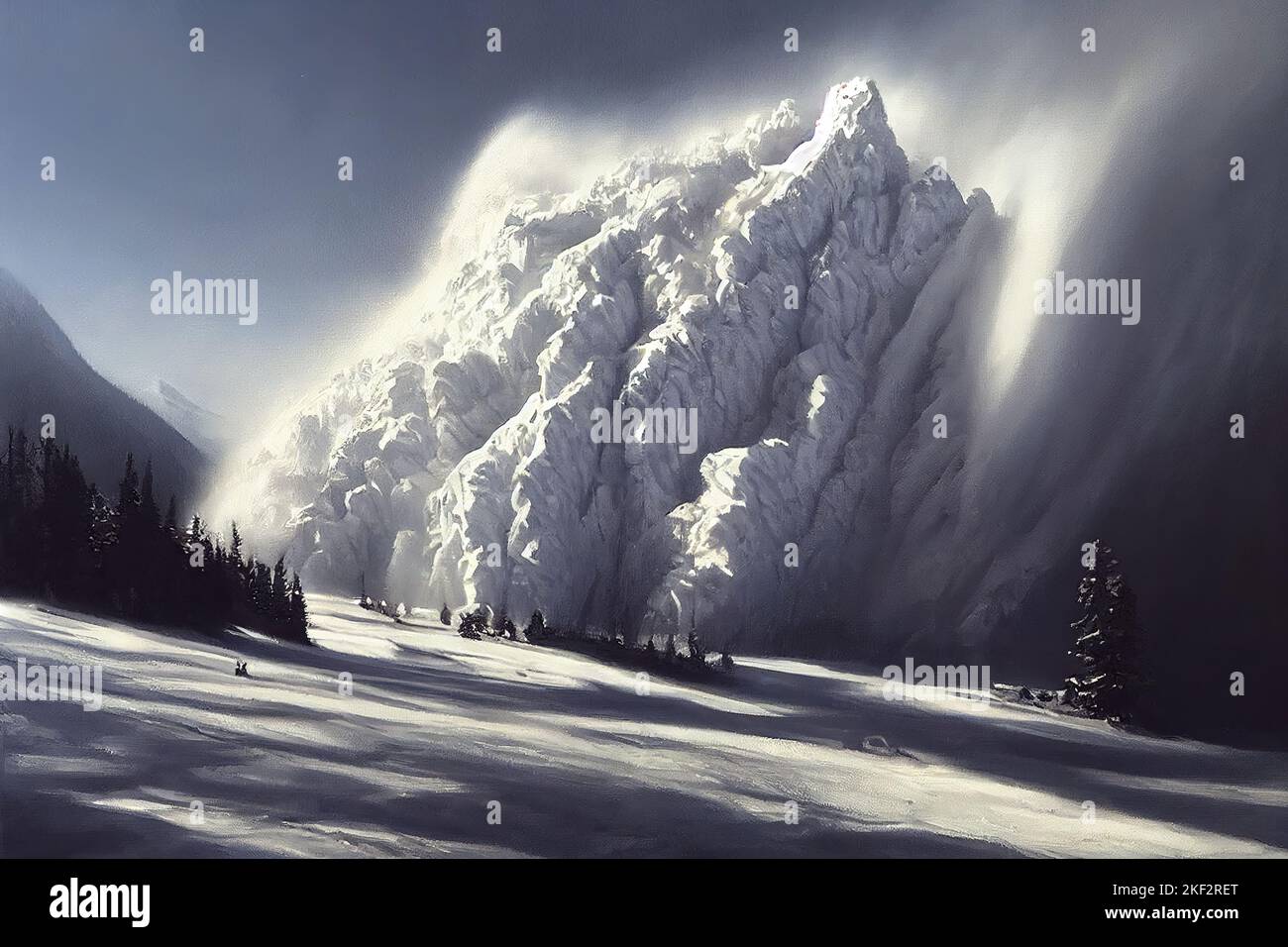 massive snow avalanche destroyed a mountain and made wall of ice ...