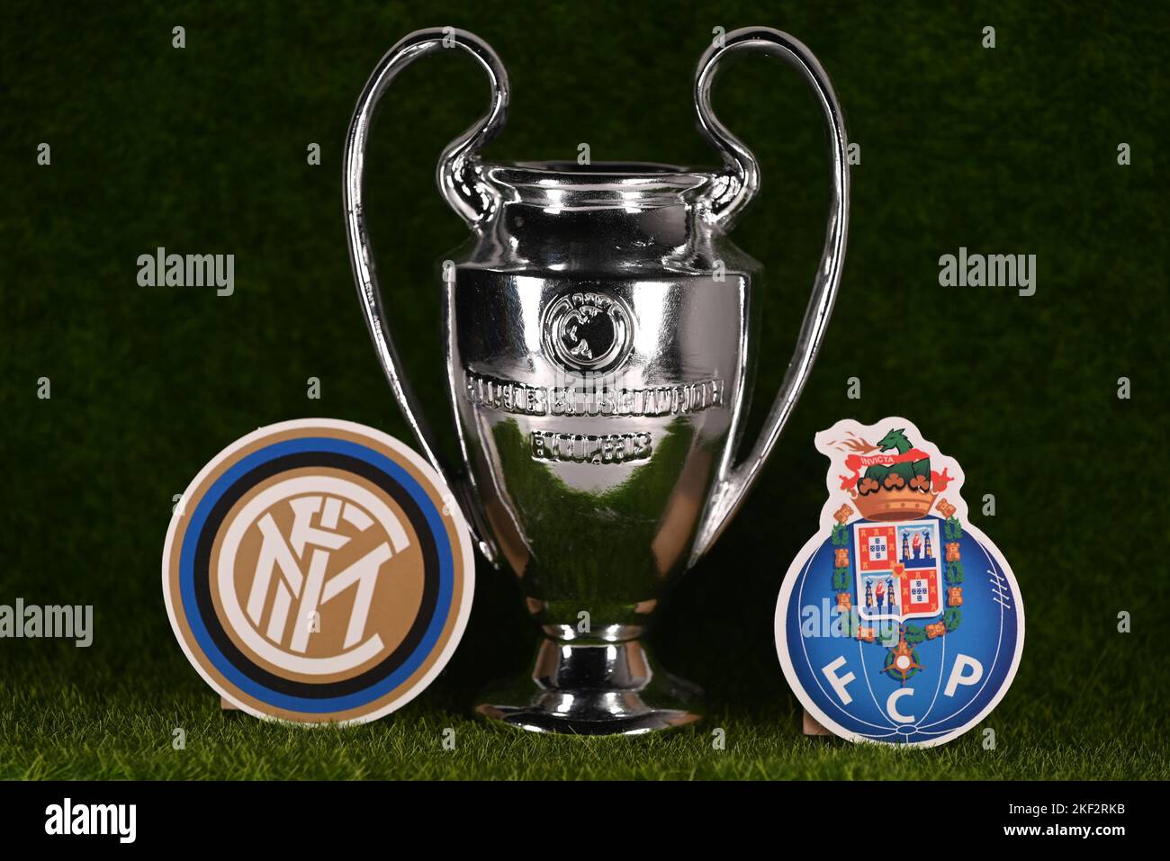 November 16, 2022, Istanbul, Turkey. Emblems of football clubs Inter ...