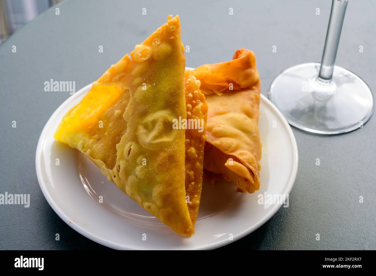 Traditional Middle East snack fried stuffed samosa pie with vegetables ...