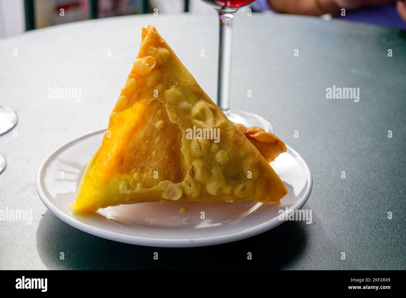 Traditional Middle East snack fried stuffed samosa pie with vegetables ...