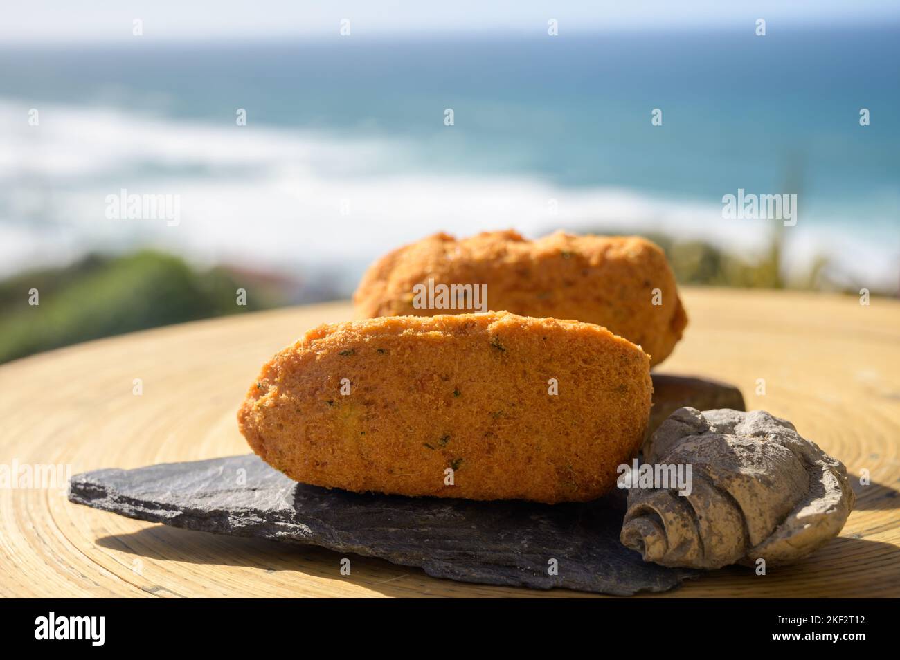 Codfish croquette pastais de bacalhau, traditional portuguese snack ...