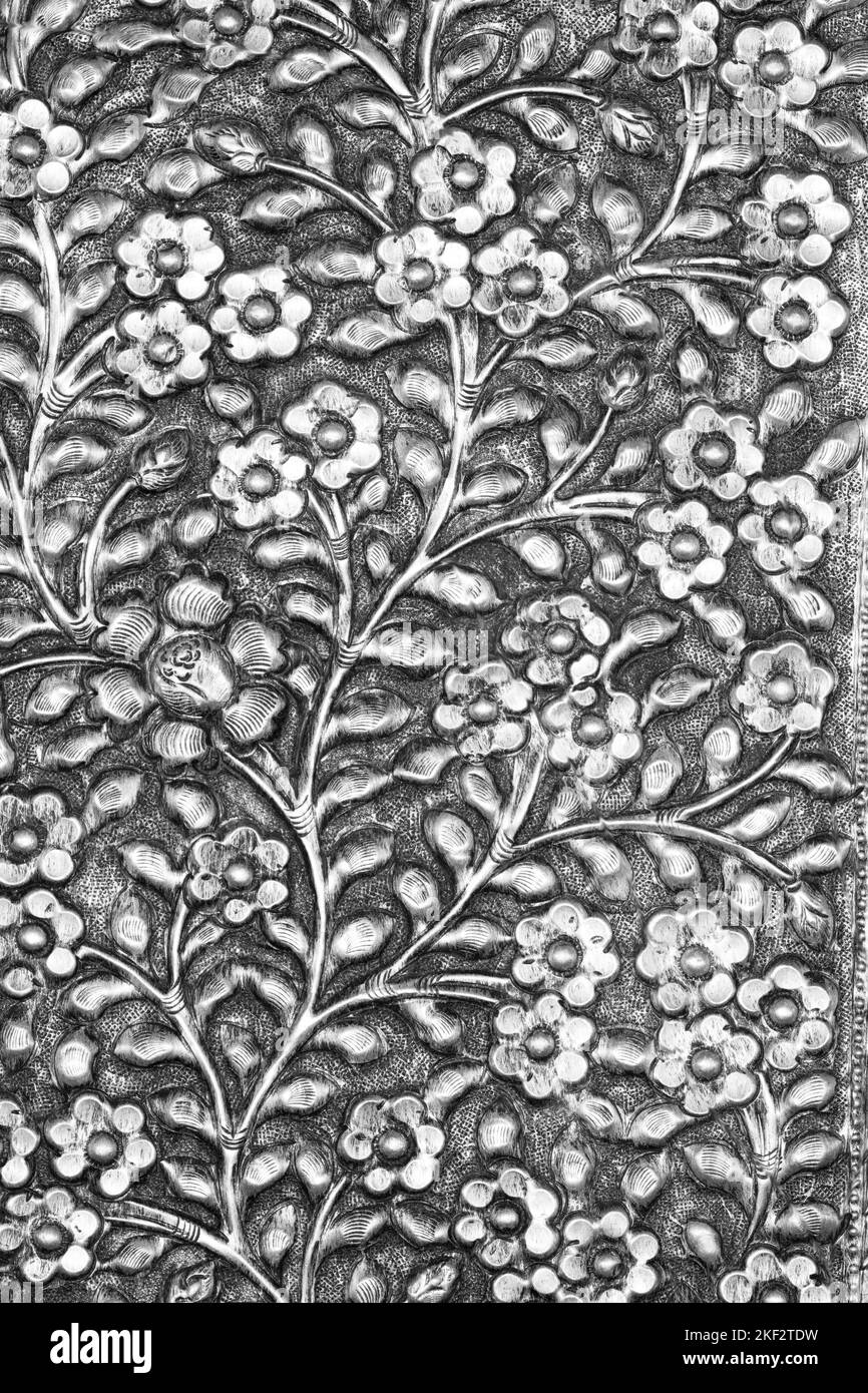 The art and pattern of carving silverware.silver floral textured Stock ...