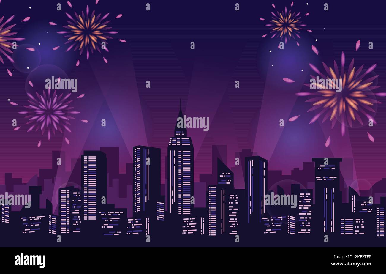 Midnight fireworks Stock Vector Images - Alamy